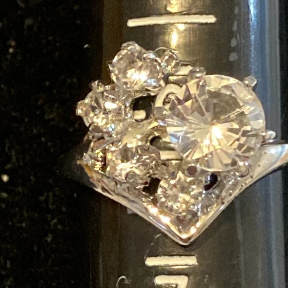 Unk | Jewelry | Sterling Silver And Cubic Zirconia Large 4 Small Cz ...